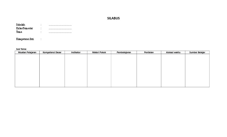 Contoh Form Silabus SD k13 | PDF | Seni