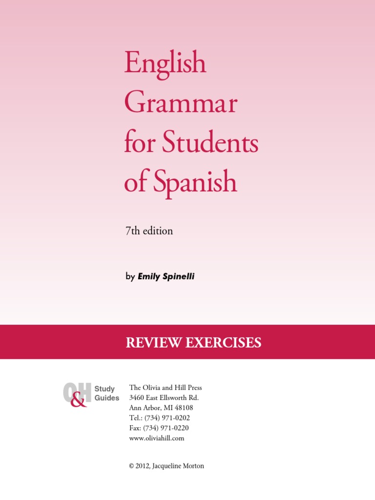 English Grammar For Students of Spanish Workbook | PDF | Grammatical ...