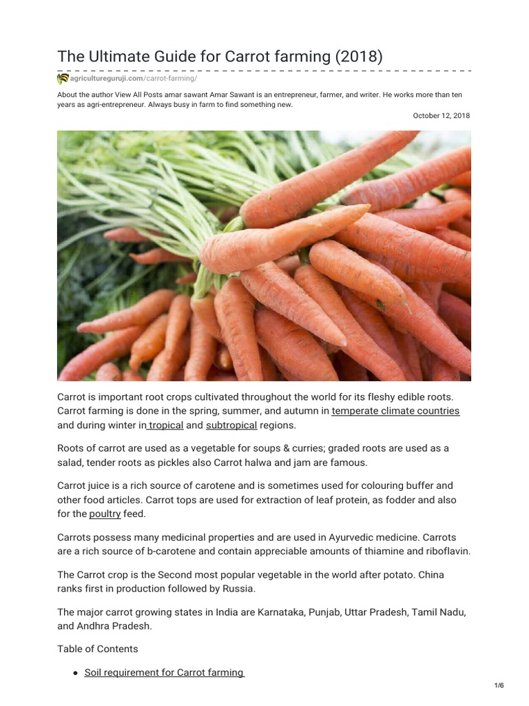 The Ultimate Guide For Carrot Farming2018 | PDF | Carrot | Sowing