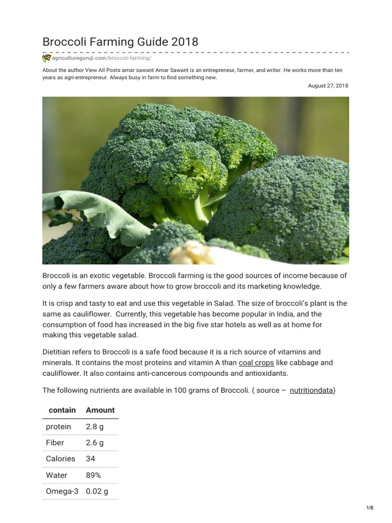 Broccoli Farming Guide 2018 | PDF | Broccoli | Soil