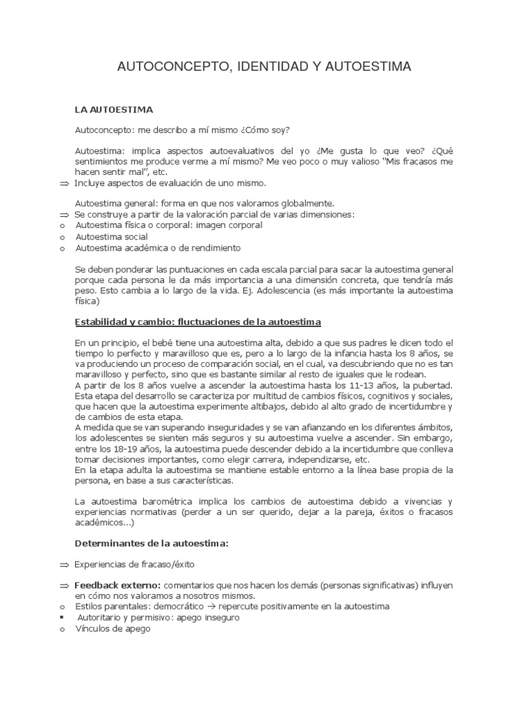 Autoestima e Identidad | PDF | Autoestima | Comportamiento