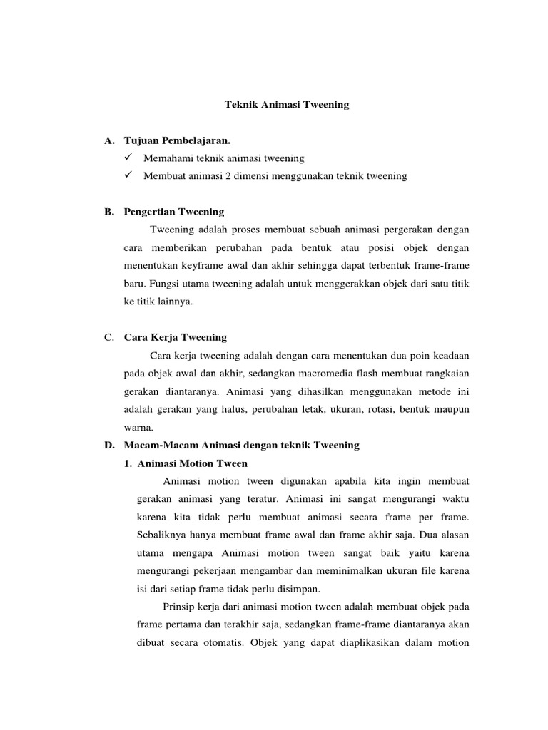 Teknik Animasi Tweening | PDF