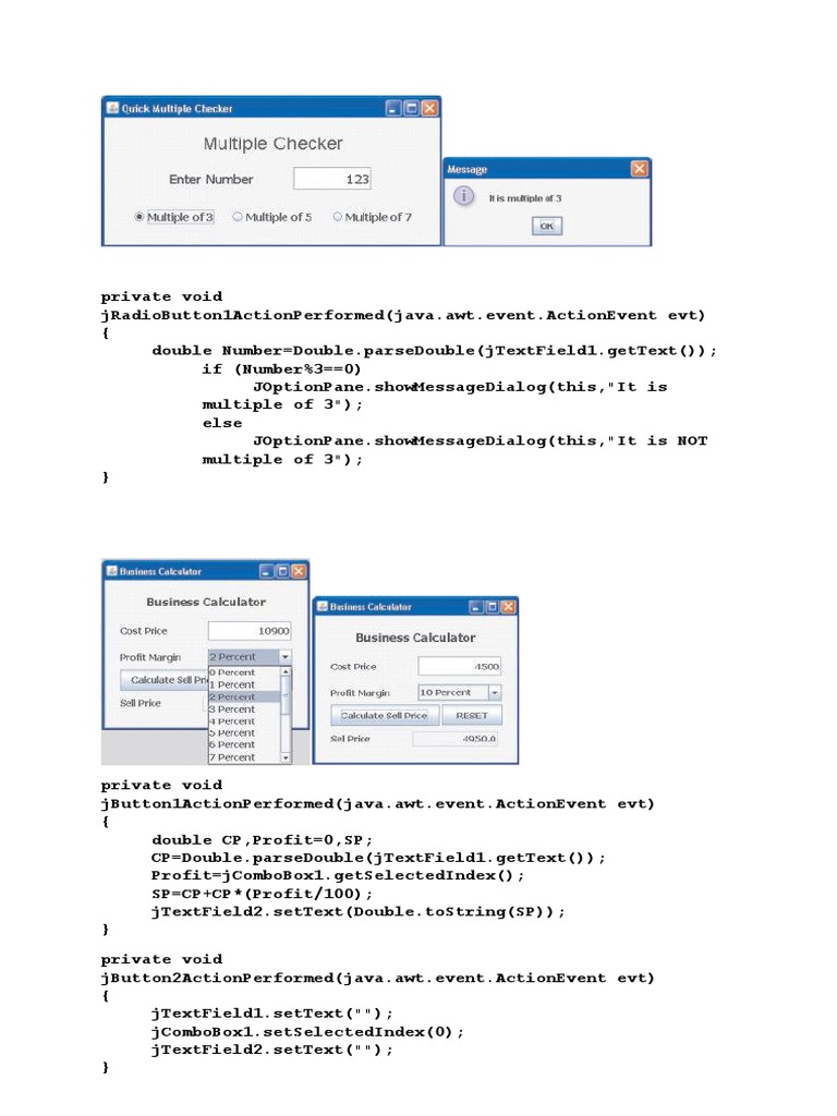 Java GUI Application for Performing Various Mathematical and String Operations | PDF | Software ...