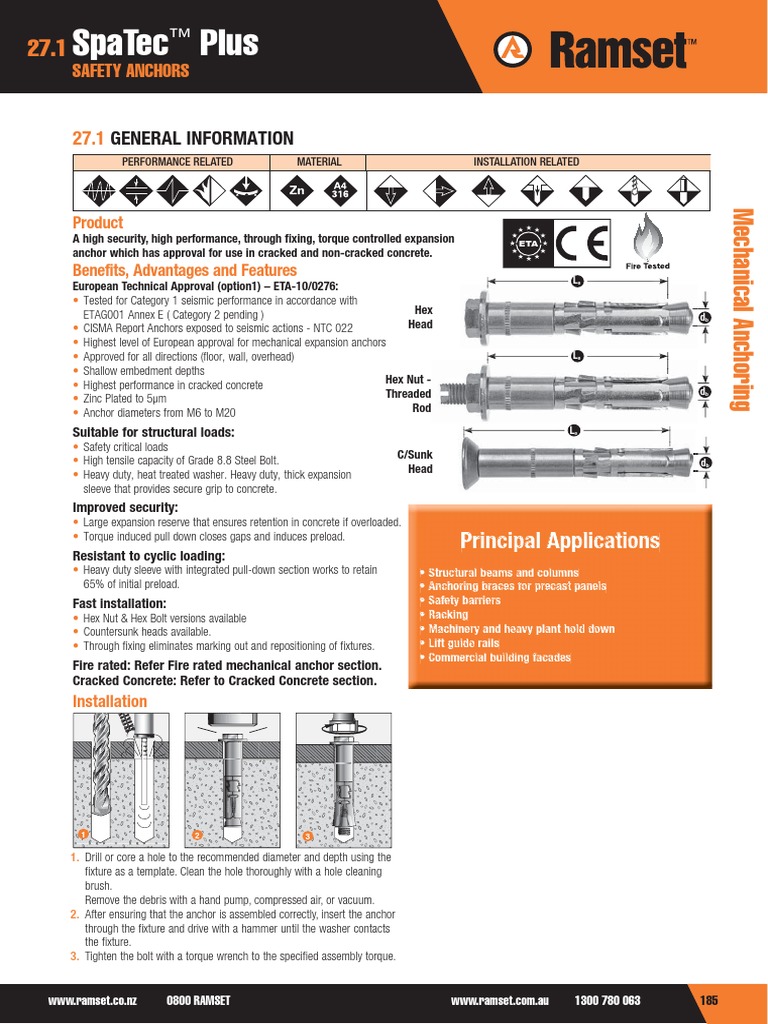 Ramset Specifiers Anchoring Resource Book ANZ - SpaTec Plus Mechanical ...