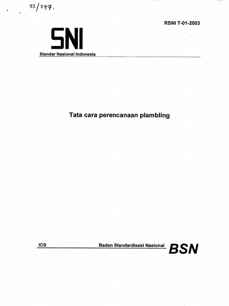 Dokumen - Tips - Rsni T 01 2003 Tata Cara Perencanaan Plumbing PDF | PDF