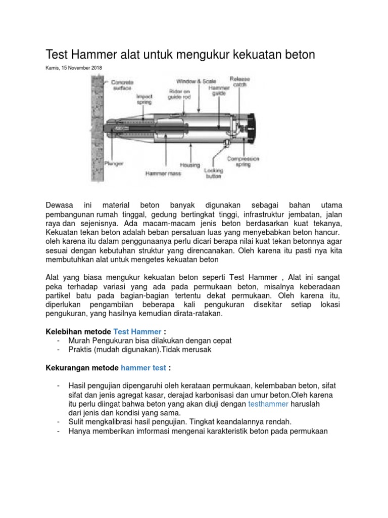 Metode Pengujian Kekuatan Beton Hammer Test | PDF