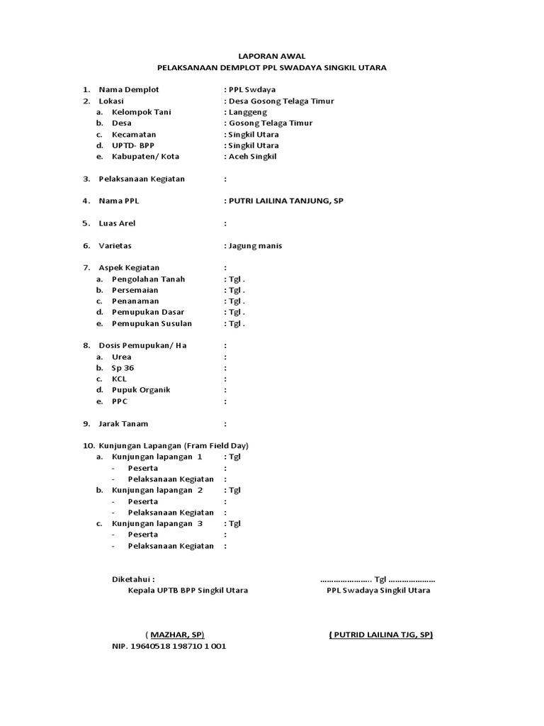 Laporan Demplot Swadaya | PDF