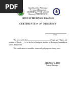 Purok Certification: Republic of The Philippines Province of Sarangani ...
