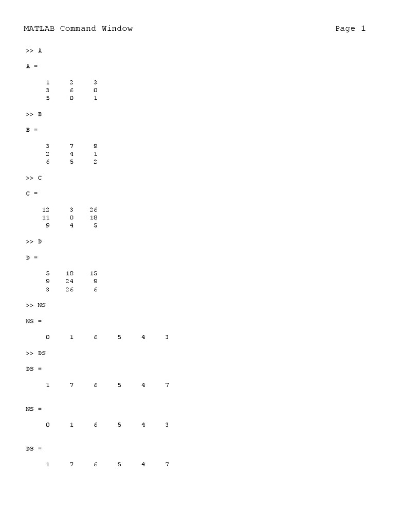 MATLAB Command Window | PDF