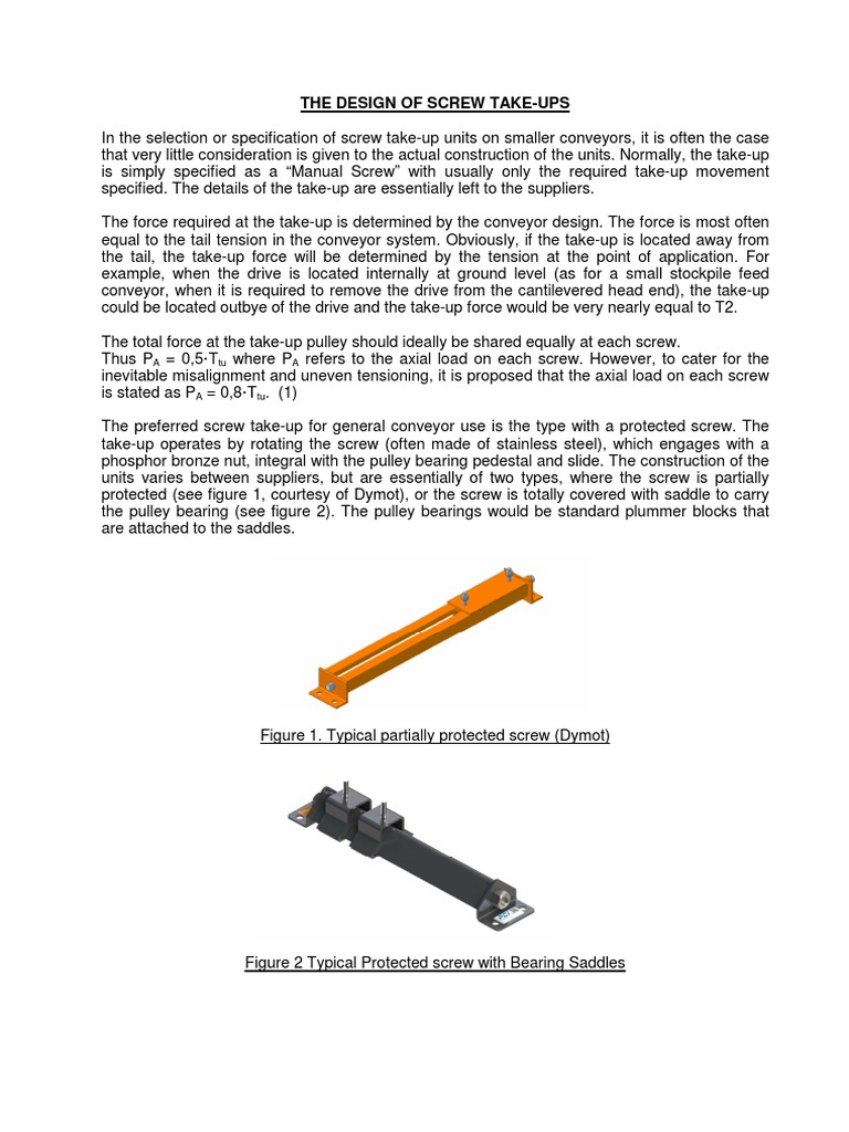 Screw Take Ups | PDF | Screw | Mechanical Engineering