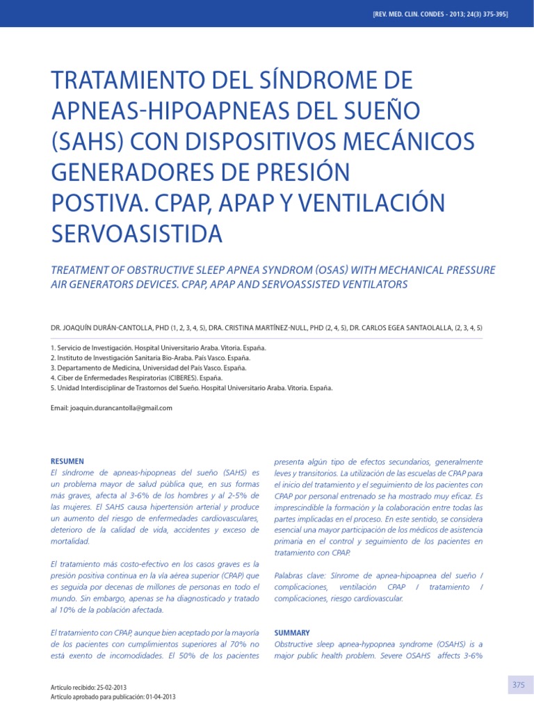 Tratamiento Del S Ndrome de Apneas Hipoapneas Del Sue o SA 2013 Revista M D | PDF | Obesidad ...