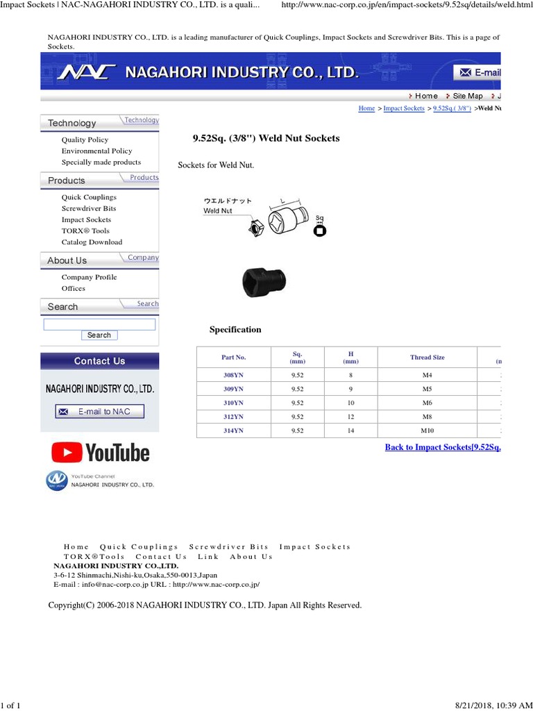 Torque Socket Square For Square Nut | PDF | Manufactured Goods ...