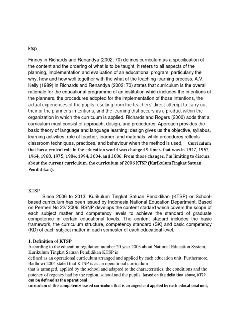 KTSP | PDF | Curriculum | Schools