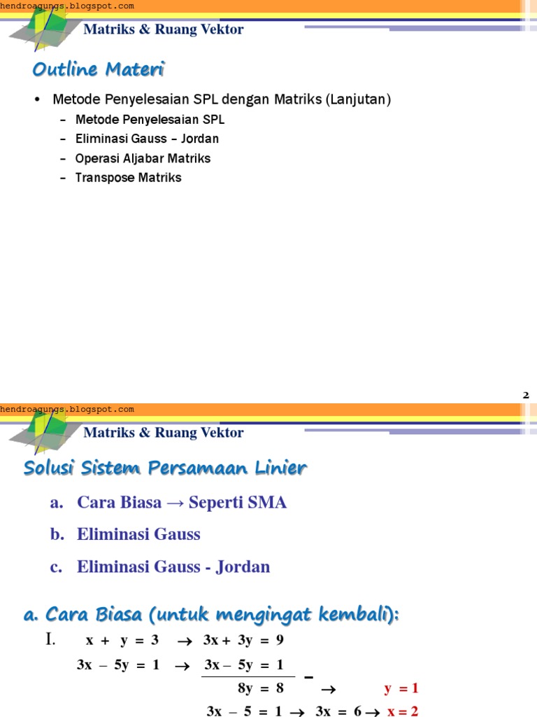 Metode Matriks dalam SPL | PDF