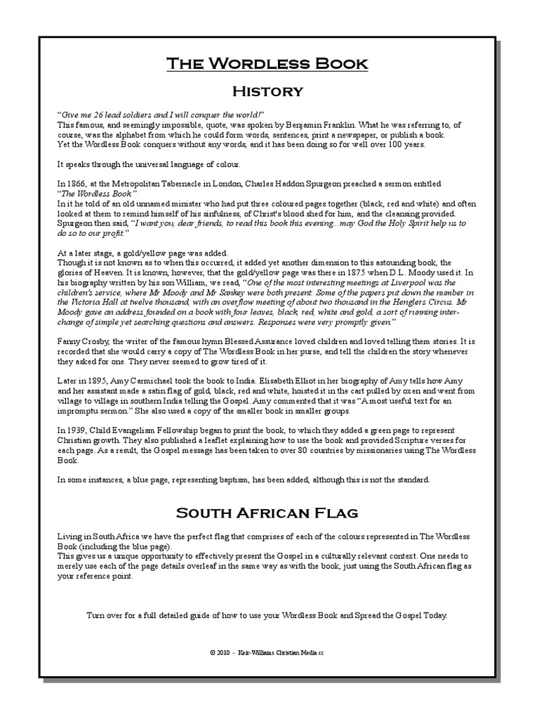 The Wordless Book: History | PDF | Sin | Forgiveness