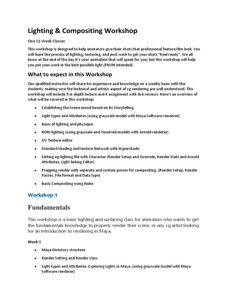 Ianimate-Lighting & Compositing Workshop | PDF | Rendering (Computer Graphics) | Texture Mapping
