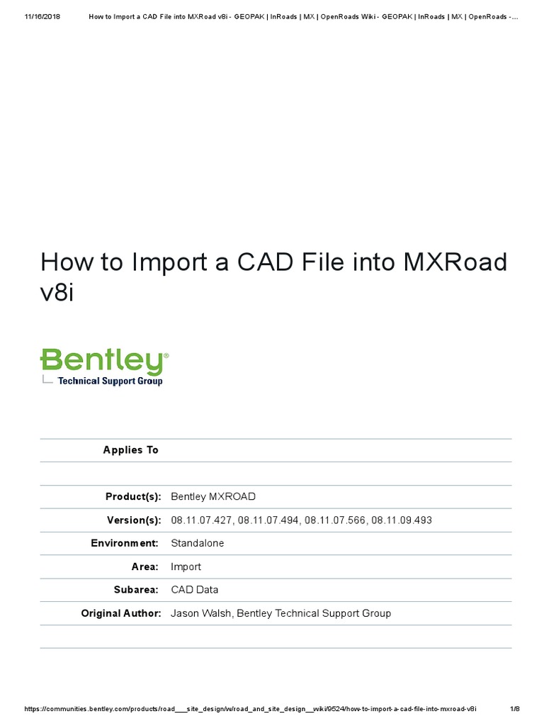 How To Import A CAD File Into MXRoad V8i - GEOPAK - InRoads - MX - OpenRoads Wiki - GEOPAK ...