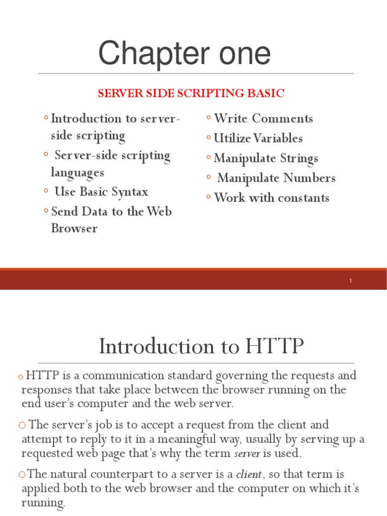 Chapter One: Server Side Scripting Basic | PDF | Web Server | Internet & Web