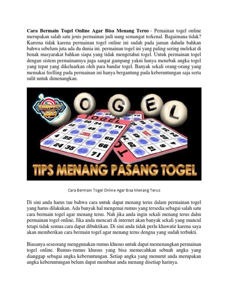 Cara Bermain Togel Online Agar Bisa Menang Terus | PDF