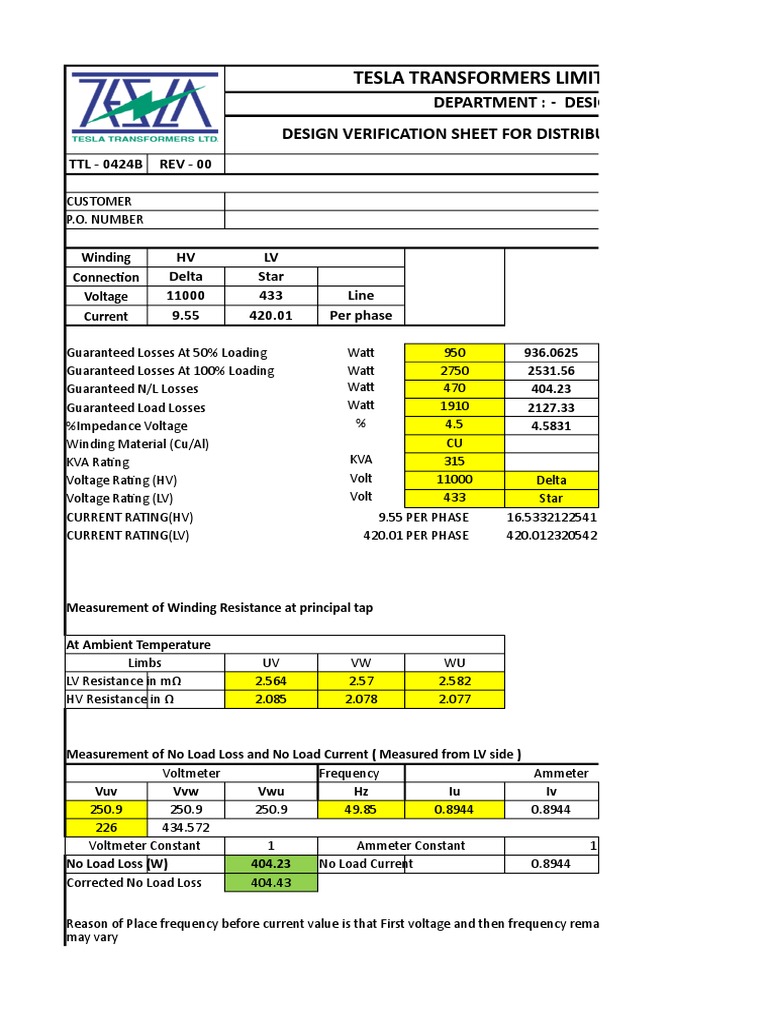 Test Result Format | PDF | Transformer | Physics