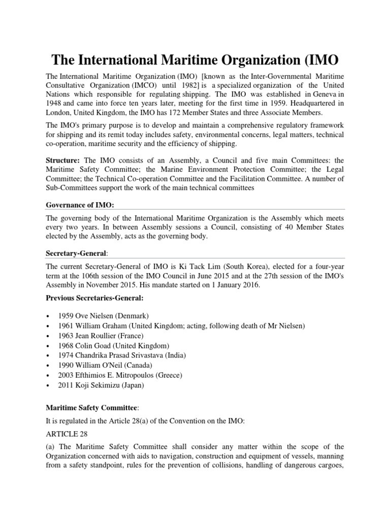 International Maritime Organization (IMO) | PDF | Law Of The Sea | Justice