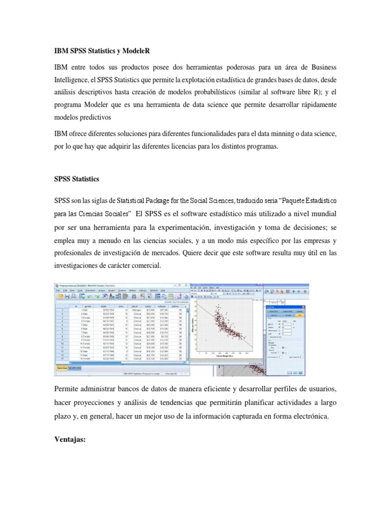 Herramientas de IBM: SPSS y Modeler | PDF | Spss | Procesamiento de datos