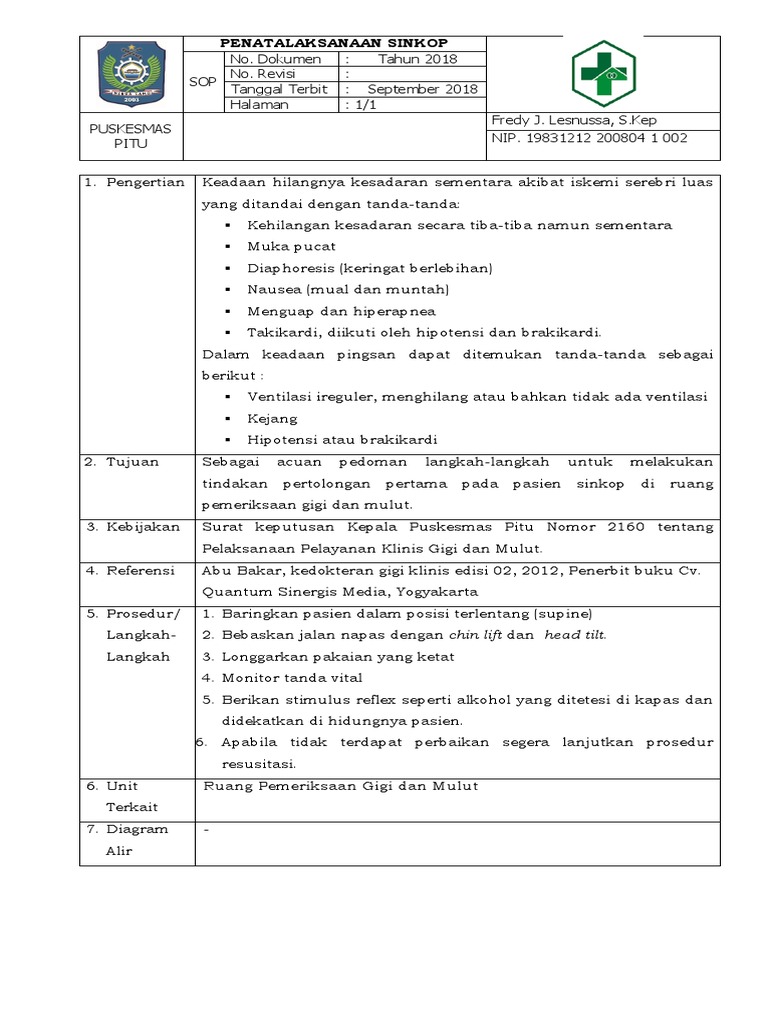 Penatalaksanaan Sinkop | PDF