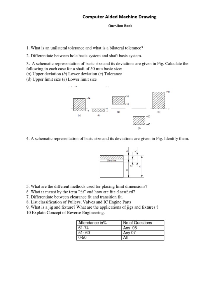 Computer Aided Machine Drawing Q Bank | PDF