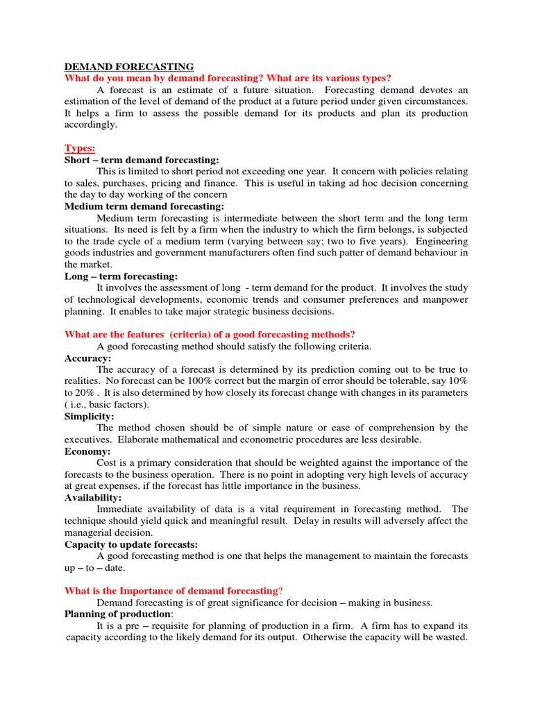 What Do You Mean by Demand Forecasting? What Are Its Various Types? | PDF | Linear Trend ...