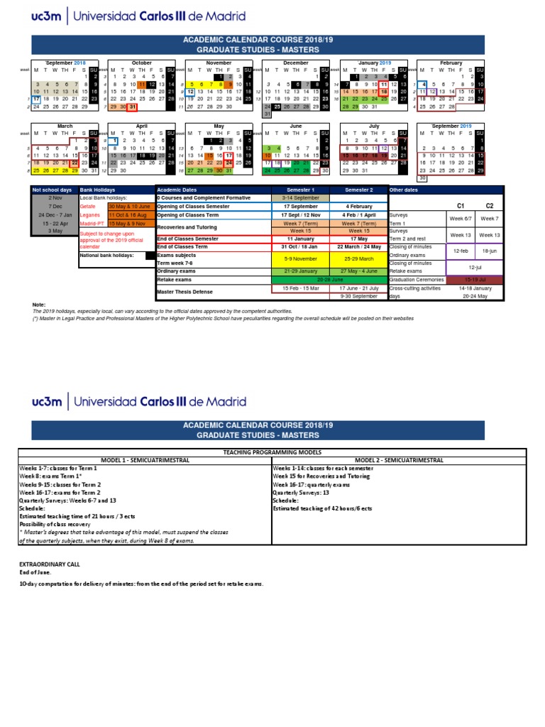 Academic Calendar 2018-2019 | PDF | Academic Term | Vocational Education