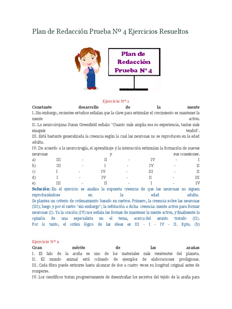 Ejercicios Plan de Redaccion Con Respuestas | PDF