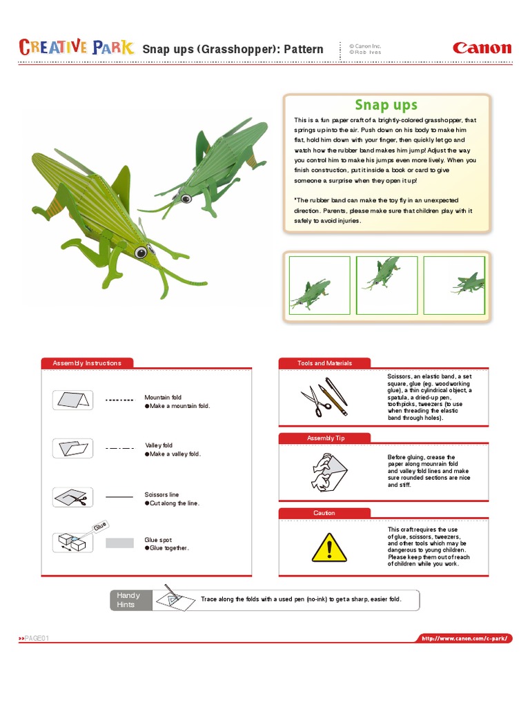 Snap Ups (Grasshopper) : Pattern | PDF | Crafts | Leisure