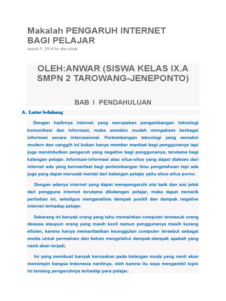 Dampak Internet bagi Pelajar | PDF | Komputer