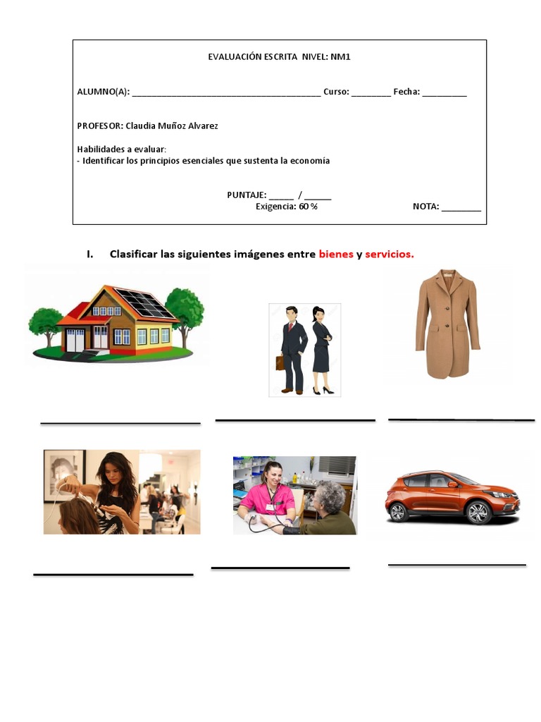 Actividades sobre Bienes y Servicios | PDF