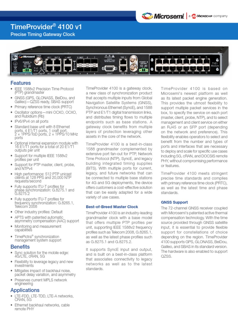 Microsemi TimeProvider 4100 Datasheet VC | PDF | Computer Network ...