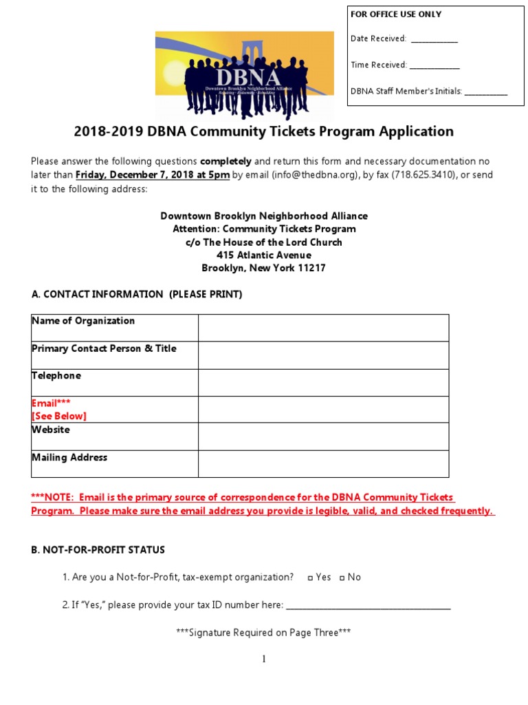 DBNA Tix Application 2018 | PDF | Business
