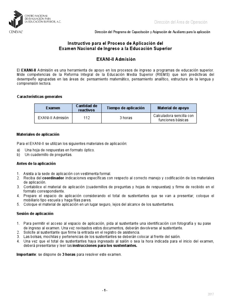 Exani Ii Admisión 2018 | PDF | Prueba (evaluación) | Educación Secundaria