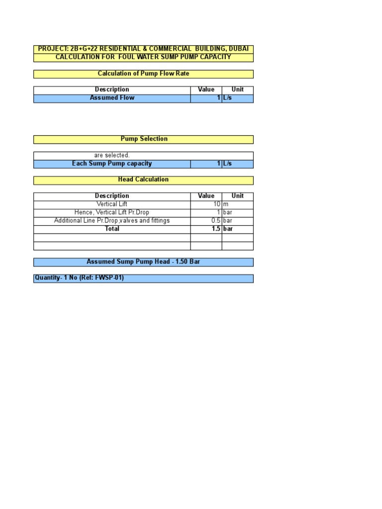 Sump and Fire Pump Capacity Calculations | PDF | Tap (Valve) | Pump