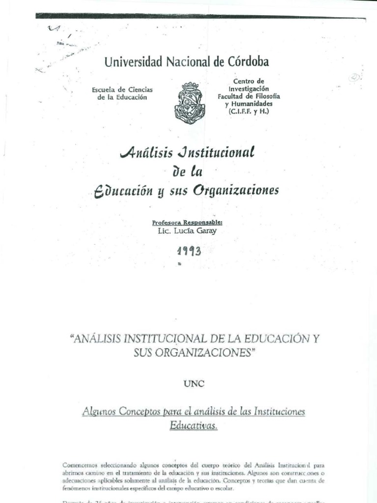 Lucia Garay - Analisis Institucional PDF | PDF
