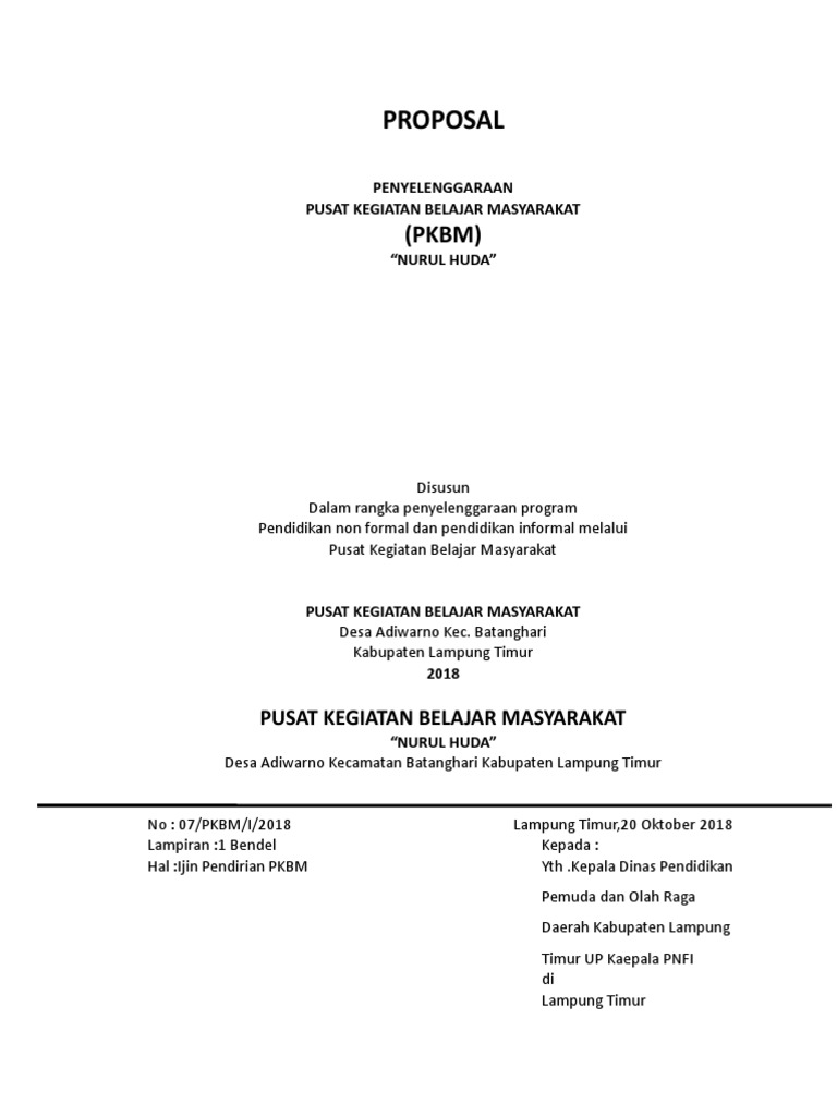 Contoh Proposal PKBM | PDF