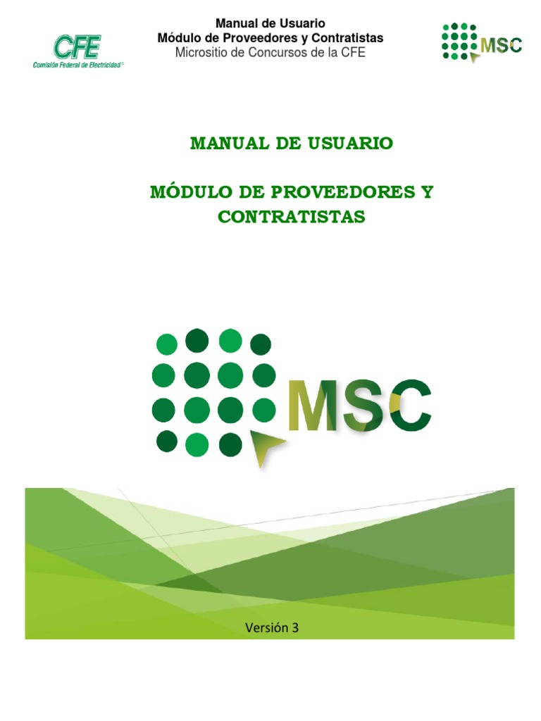 Manual de Usuario Módulo de Proveedores y Contratistas Micrositio de Concursos de La CFE | PDF ...