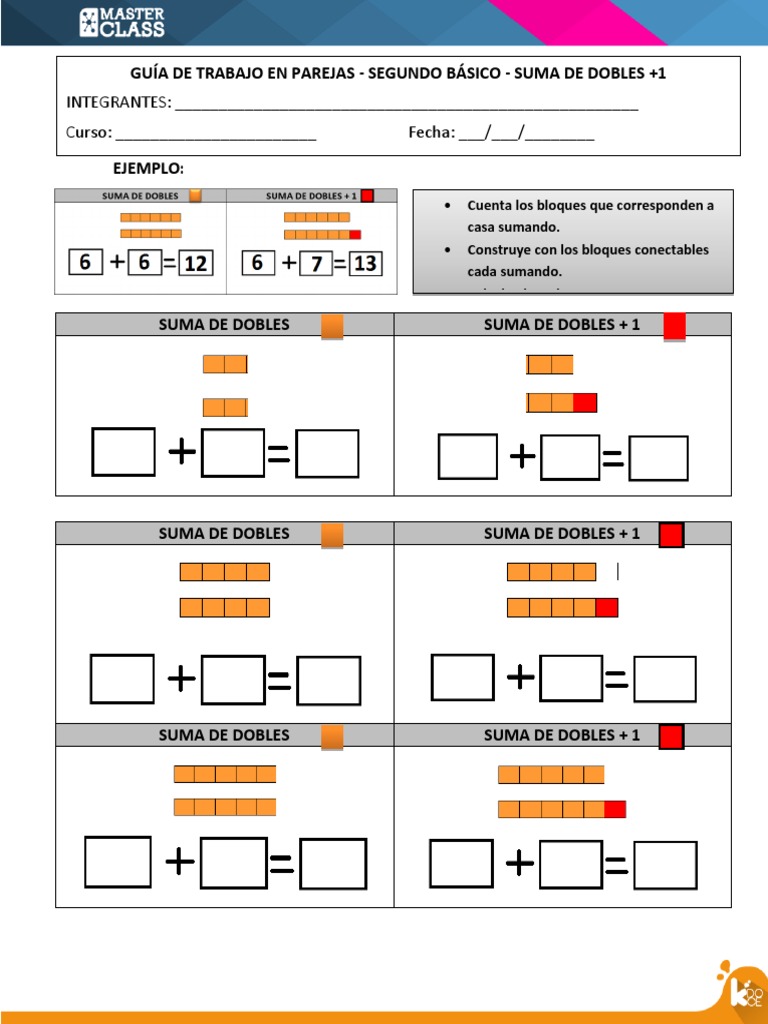 Hojas De Trabajo De Suma De Dobles