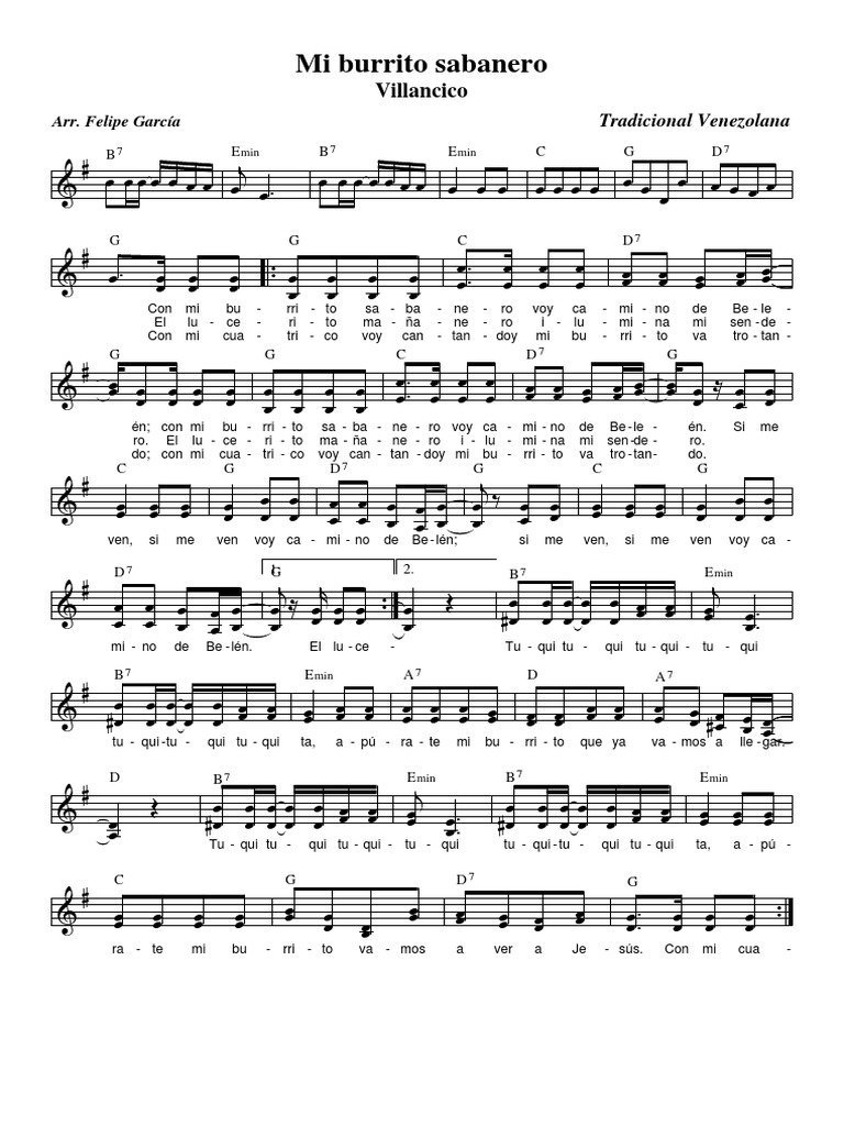 Mi Burrito Sabanero Partitura PDF | PDF