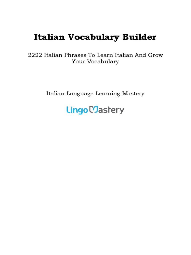 Italian Vocabulary Builder | PDF | Grammatical Gender | Vocabulary