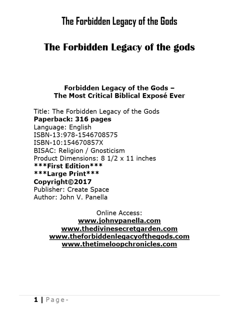 The Forbidden Legacy of The Gods | PDF | Satan | Sacrifice