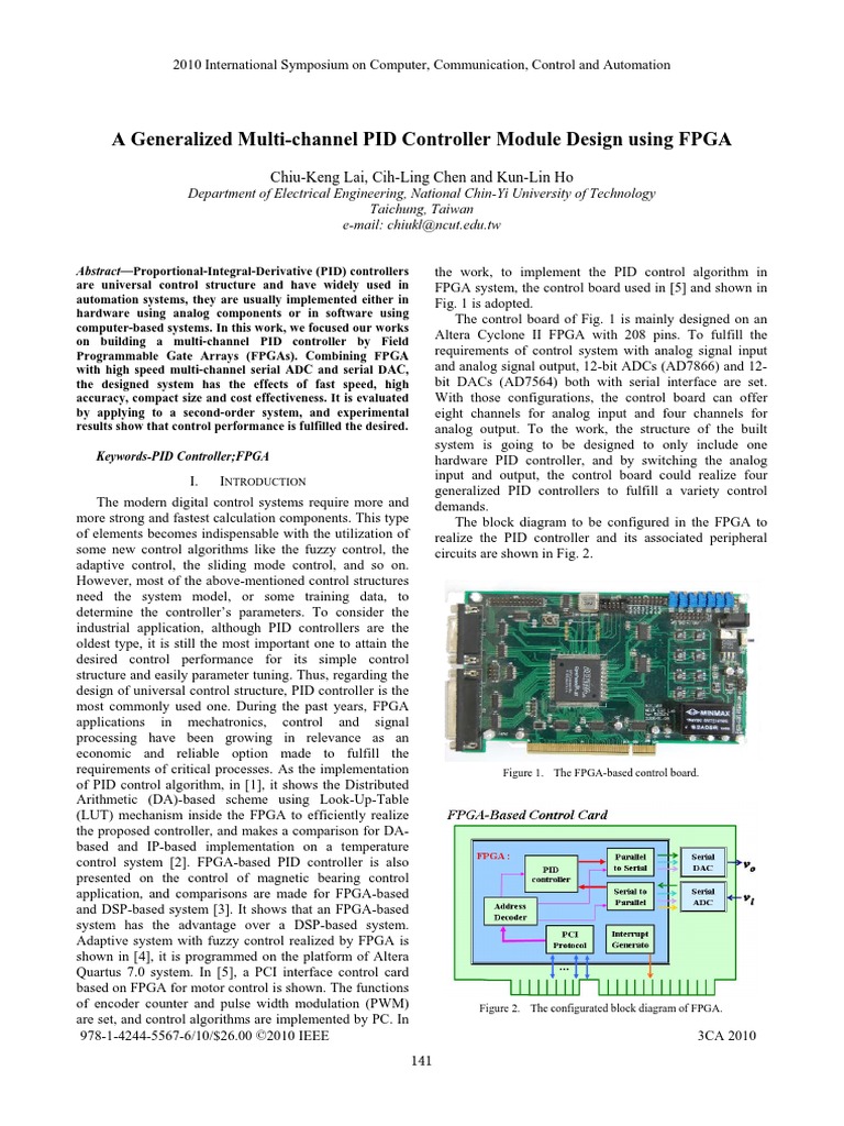A Generalized Multi-Channel PID Controller Module Design Using FPGA | Download Free PDF | Field ...