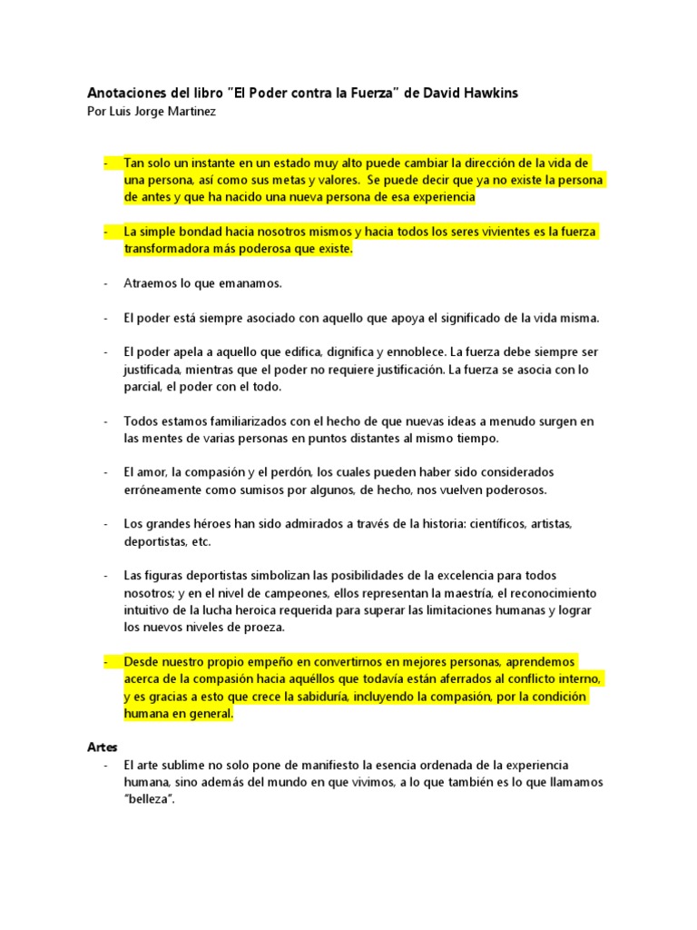 Anotaciones Del Libro El Poder Contra La Fuerza | PDF | Amor | Comprensión