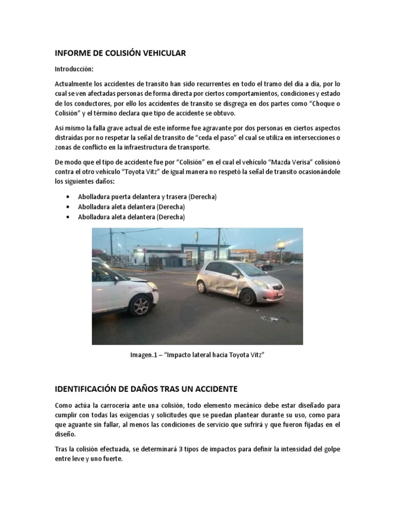 Informe de Colision | PDF | Transmisión (Mecánica) | Coche