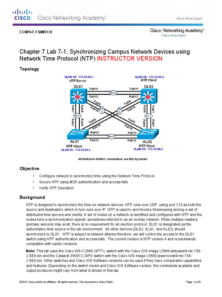 Ccnpv7.1 Switch Lab7-1 NTP Instructor | PDF | Computer Network ...