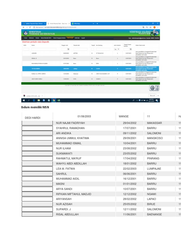 Data Invalid Siswa | PDF